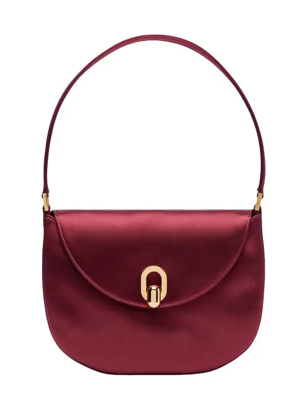 Savette Tondo Small Satin Shoulder Bag - Burgundy