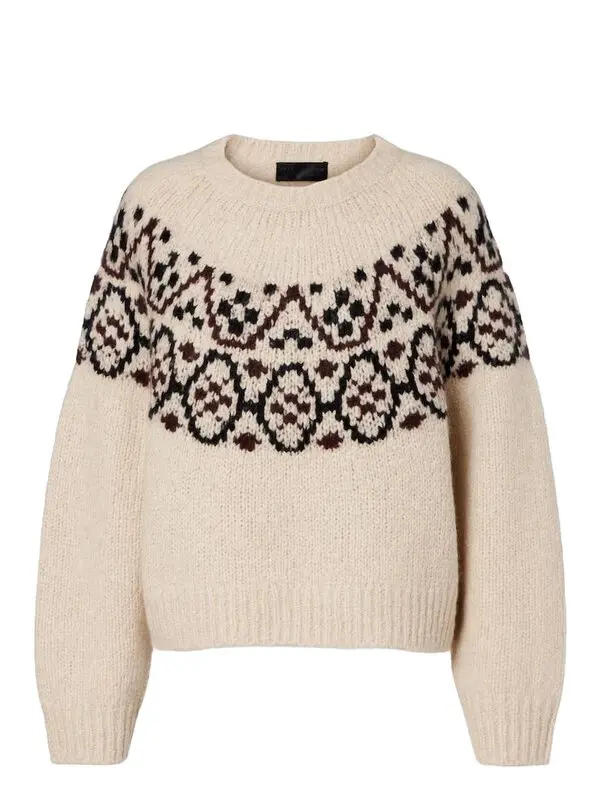 NILI LOTAN Chrissy Fair Isle Jacquard Sweater - Beige