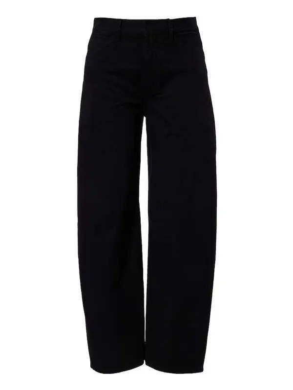 NILI LOTAN Cotton Twill Barrel-leg Pants - Black