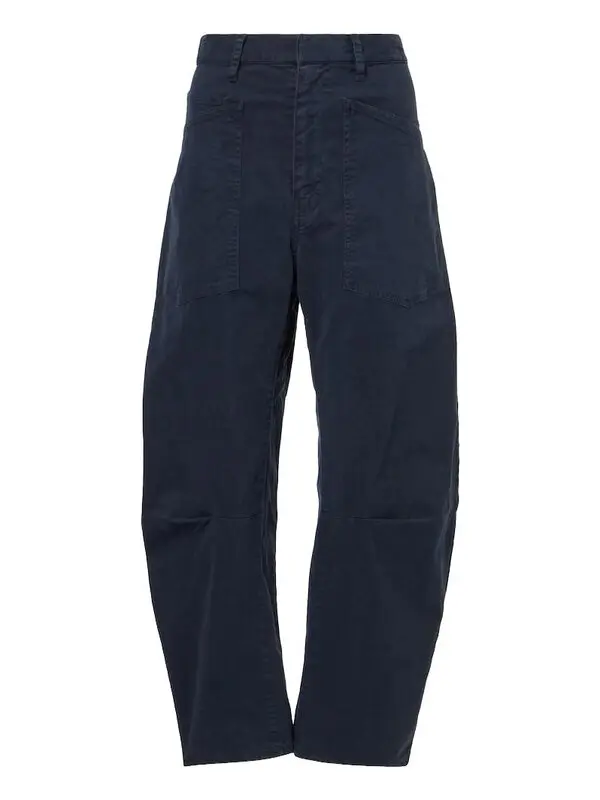 NILI LOTAN Shon Cotton Twill Barrel-leg Pants - Blue