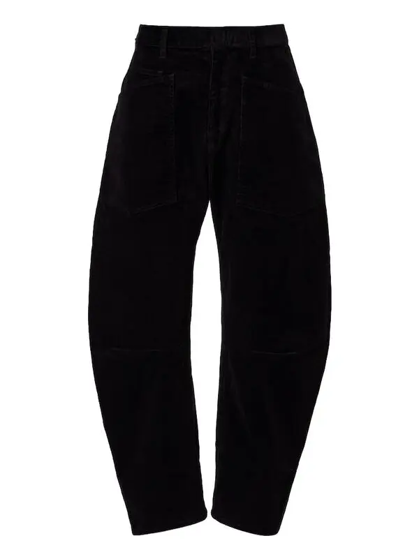NILI LOTAN Shon Barrel-leg Cotton-blend Pants - Black