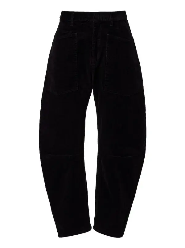 NILI LOTAN Shon Barrel-leg Cotton-blend Pants - Black