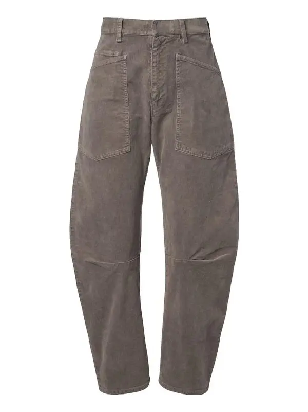 NILI LOTAN Shon Cotton-blend Barrel-leg Pants - Grey