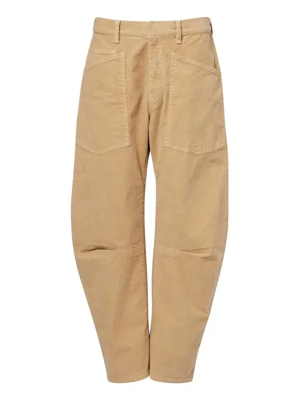 NILI LOTAN Shon Corduroy Barrel-leg Pants - Beige