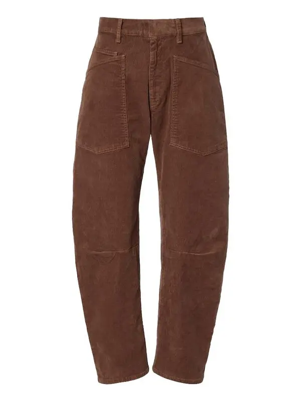 NILI LOTAN Shon Corduroy Barrel-leg Pants - Brown