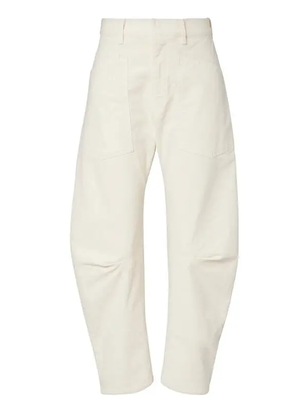 NILI LOTAN Shon Corduroy Barrel-leg Pants - White