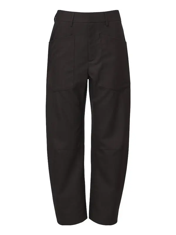 NILI LOTAN Shon Virgin Wool Barrel-leg Pants - Brown