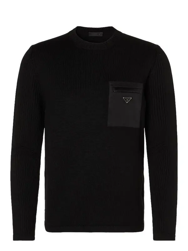 Prada Virgin Wool Crewneck Sweater - Black