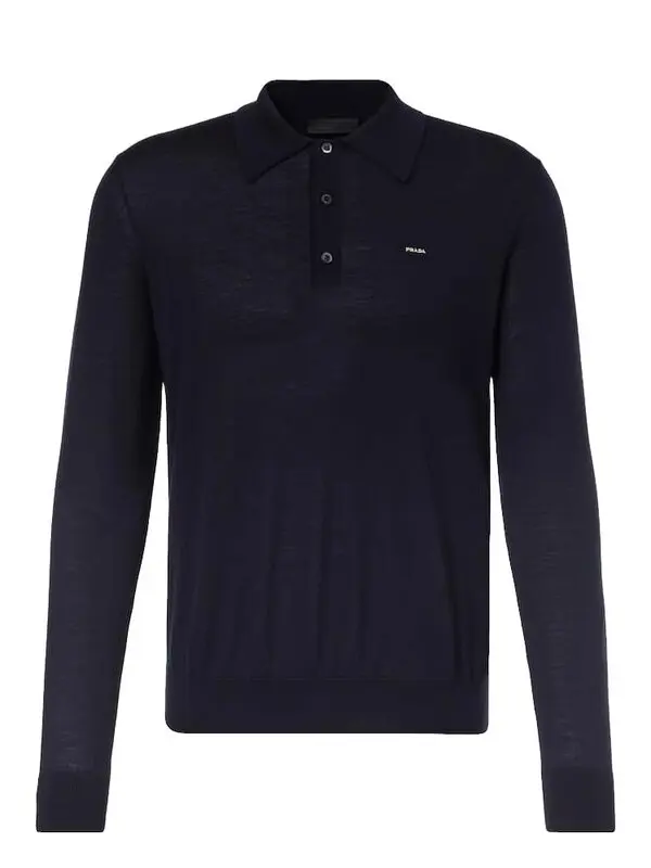 Prada Virgin Wool Polo Sweater - Blue
