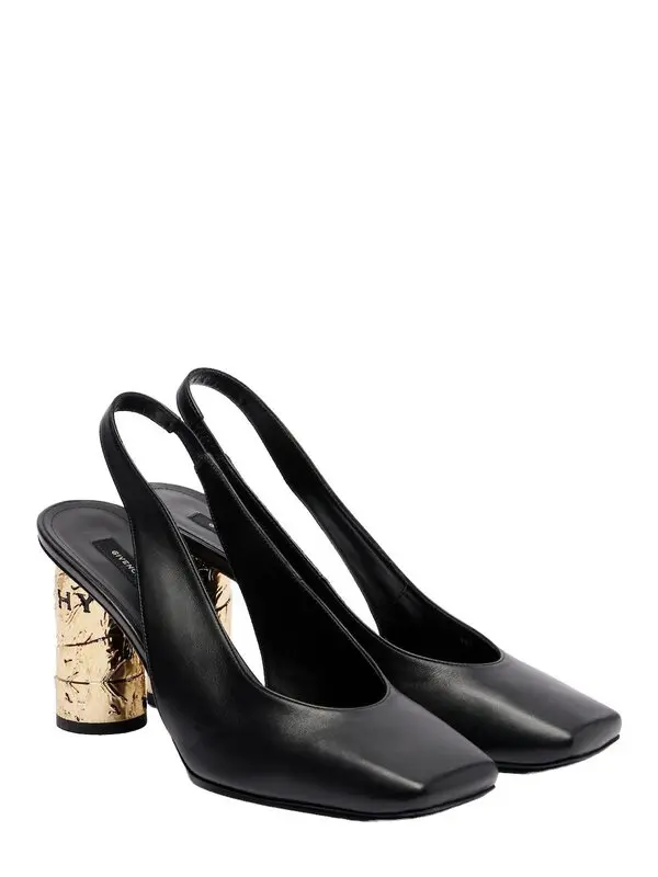 Givenchy Calf Leather Slingback Pumps With Square Toe - Black