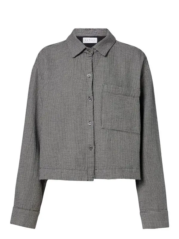 Velvet By Graham & Spencer Adeline Houndstooth Cotton Shirt - Grey