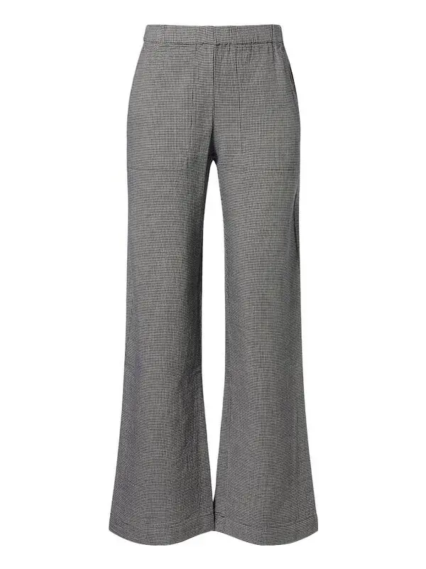 Velvet By Graham & Spencer Houndstooth Cotton Wide-leg Pants - Grey