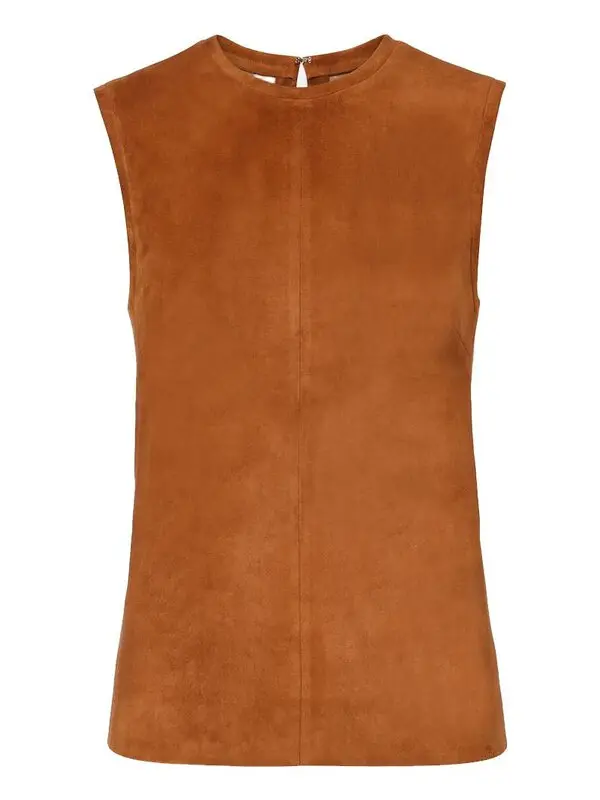Stouls Suede Sleeveless Top - Brown
