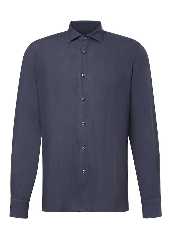 Fedeli Nick Linen Shirt - Blue