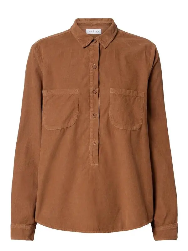 Velvet By Graham & Spencer Arielle Cotton Corduroy Shirt - Brown