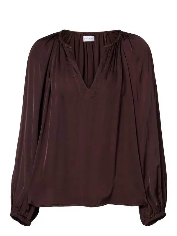 Velvet By Graham & Spencer Lyla Satin Blouse - Brown