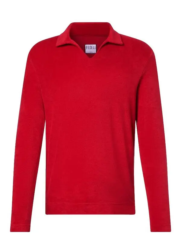 Fedeli Peter Cotton Terry Polo Sweater - Red