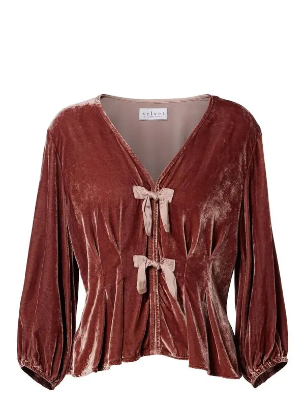 Velvet By Graham & Spencer Elida Bow-detail Top - Pink