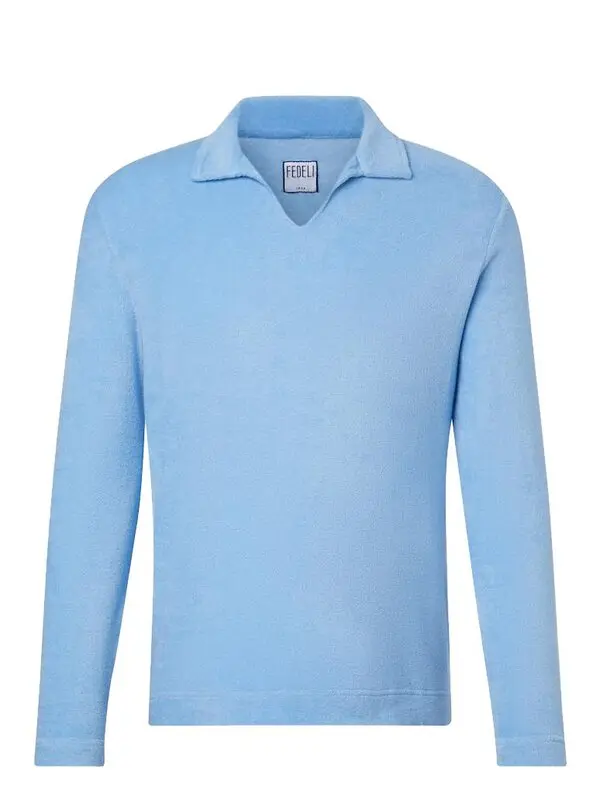 Fedeli Peter Cotton Terry Polo Sweater - Blue