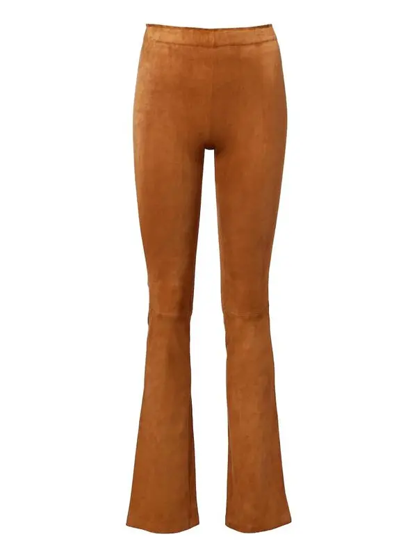 Stouls Jp Long Suede Flared Pants - Brown