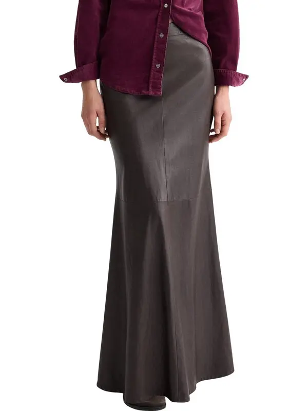 TWP At Last Paper Leather Maxi Skirt - Delicioso