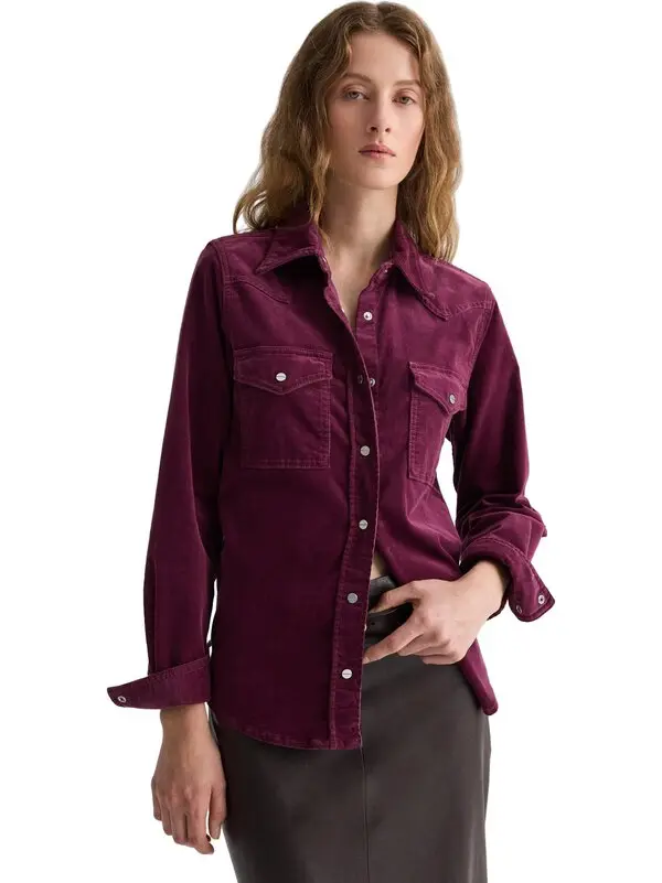 TWP Cowboy Take Me Away Baby Corduroy Shirt - Mauve Wine