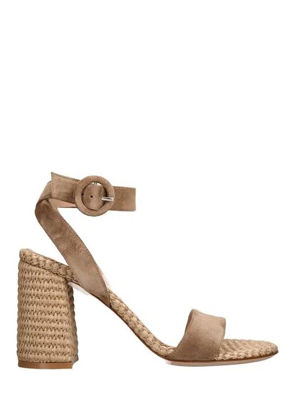 GIANVITO ROSSI Suede Luana Heeled Sandals 85 - Beige