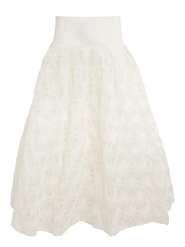 Simkhai Embroidered Mindy Midi Skirt - Ivory