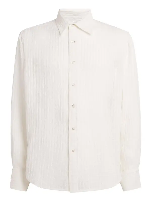 Commas Linen-cotton-blend Stripe Shirt - White