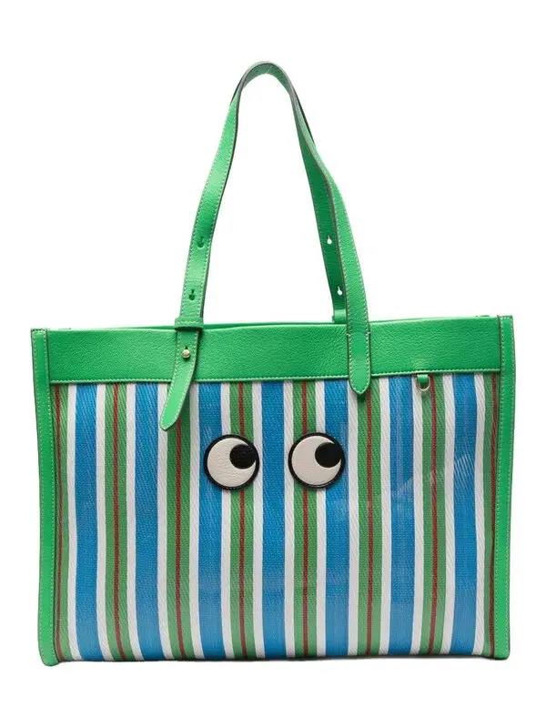 ANYA HINDMARCH Striped Tote With Appliqués - Aloe Vera
