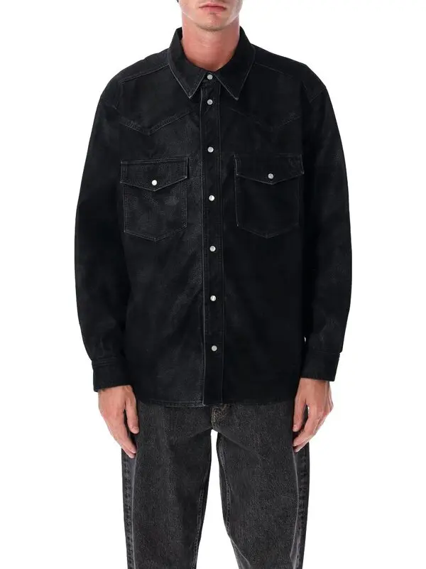 Isabel Marant Kadrian Eco Leather Overshirt - Black
