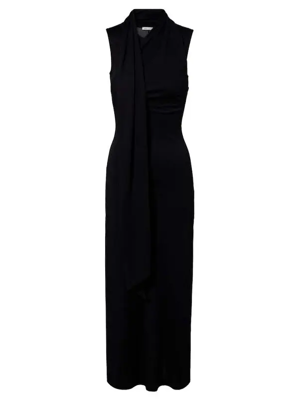 AMI Paris Tie-neck Jersey Midi Dress - Black
