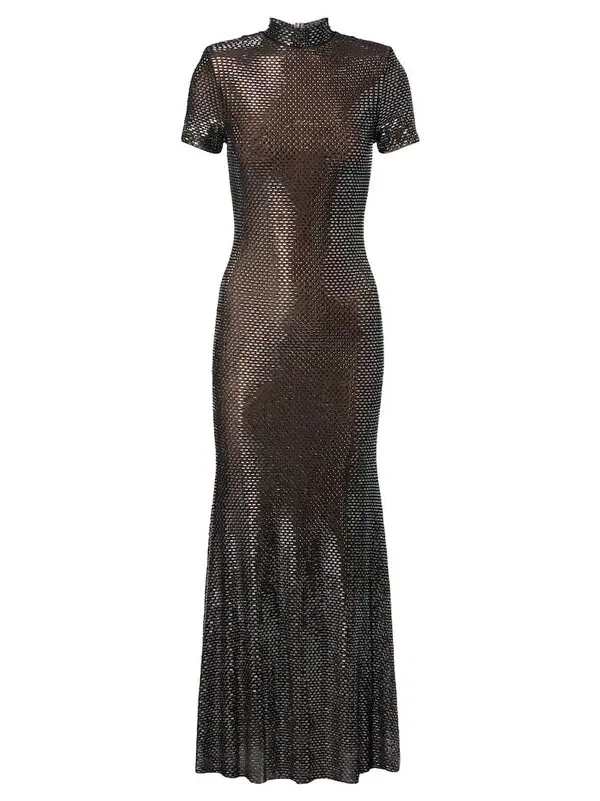 SELF-PORTRAIT Embellished Midi Dress - Silver