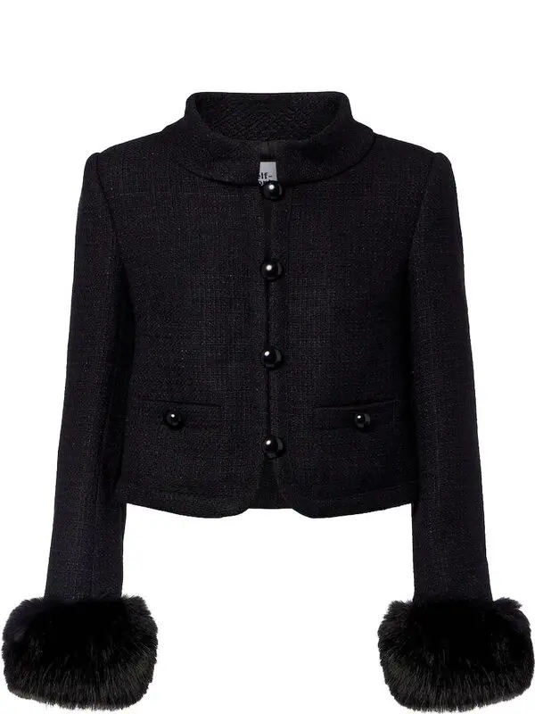 SELF-PORTRAIT Boucle Jacket - Black