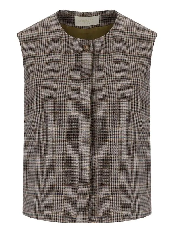 K.K. Checked Vest - Beige