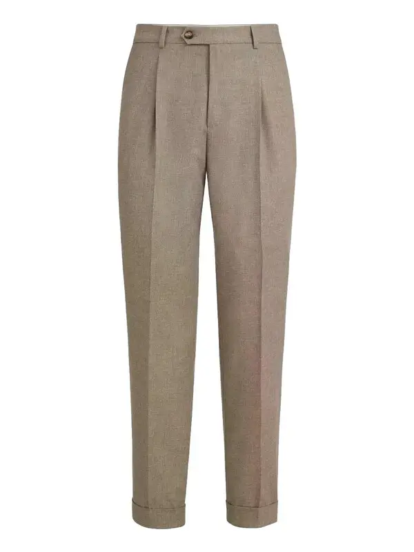 Brunello Cucinelli Mouliné Pleated Trousers - Brown