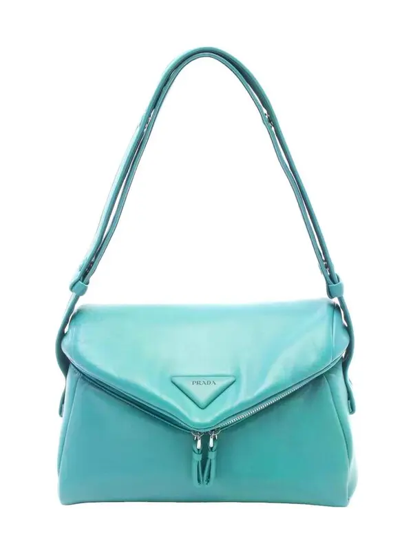 Prada 2013-2025 Leather Padded Signaux Shoulder Bag - Green