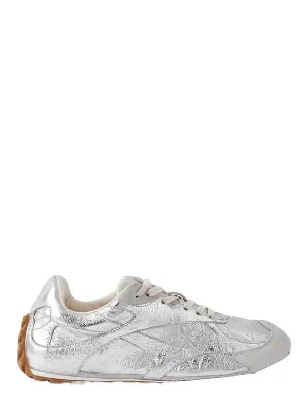 Bottega Veneta Orbit Flash Metallic Leather Sneakers - Silver