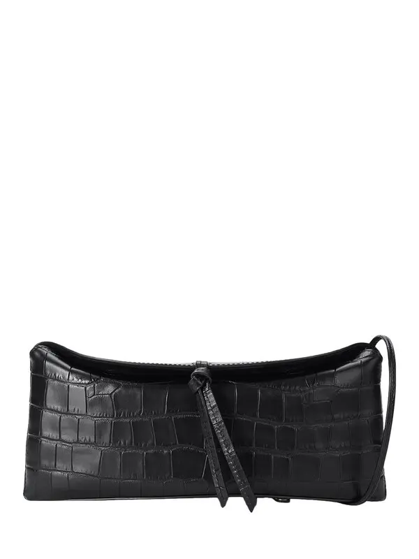Staud Croc-embossed Leather Clutch Bag - Black Cr
