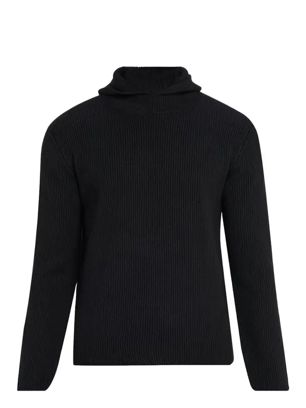 Moncler X Jil Sander Wool Rib Hoodie - Black