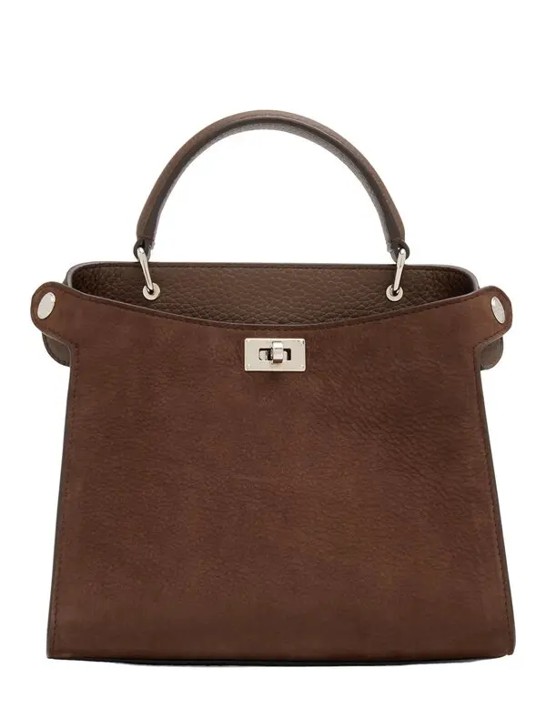 MICHINO PARIS Lutece Suede And Leather Top-handle Bag - Dkbrwn