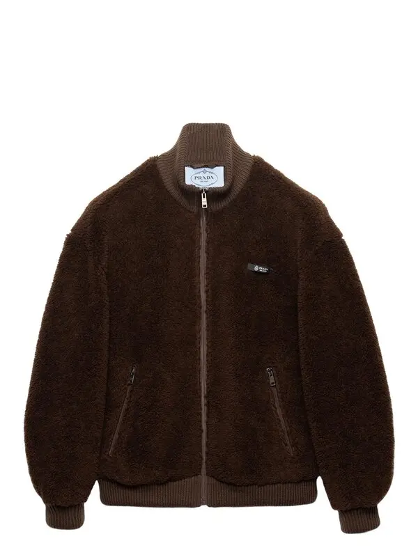 Prada Fleece Zip-up Jacket - Brown