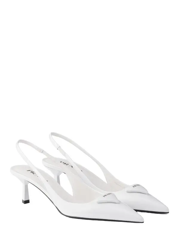 Prada Patent Leather Slingback Pumps - White