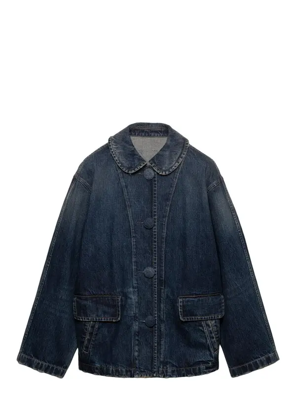 Prada Washed Denim Blouson Jacket - Navy