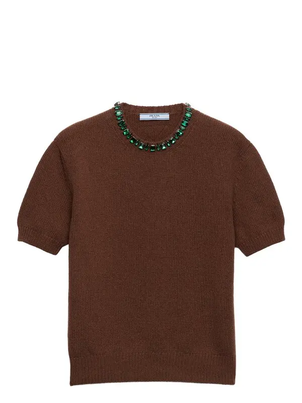 Prada Wool And Cashmere Crew-neck Sweater - Brown