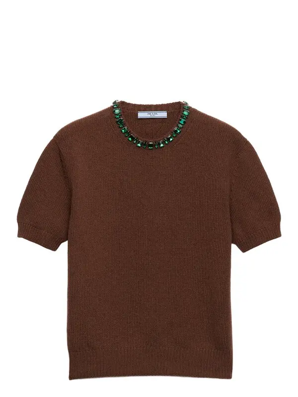 Prada Wool And Cashmere Crew-neck Sweater - Tobacco