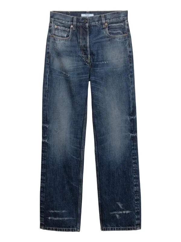 Prada Straight-leg Washed Denim Jeans - Blue