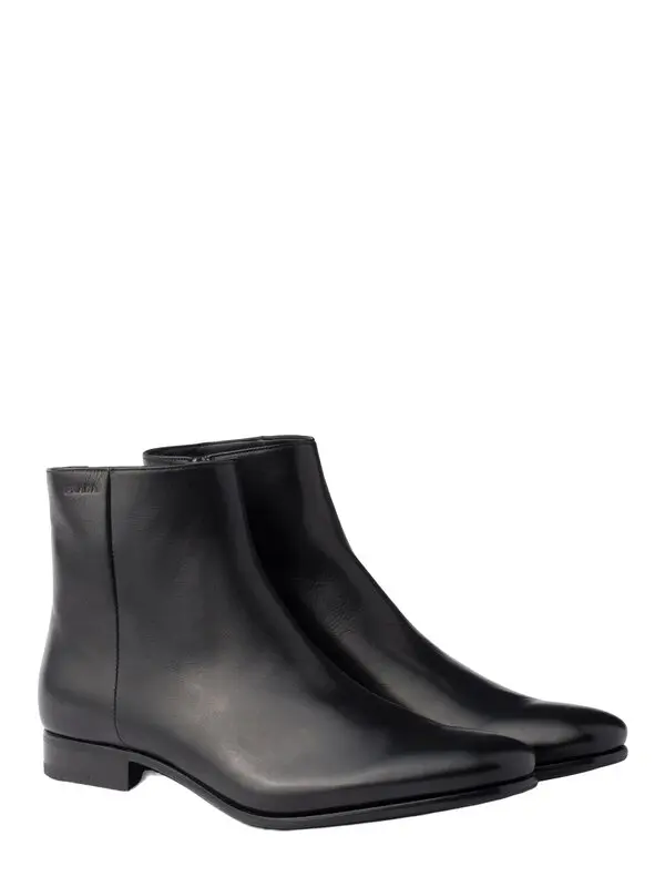 Prada Leather Booties - Black