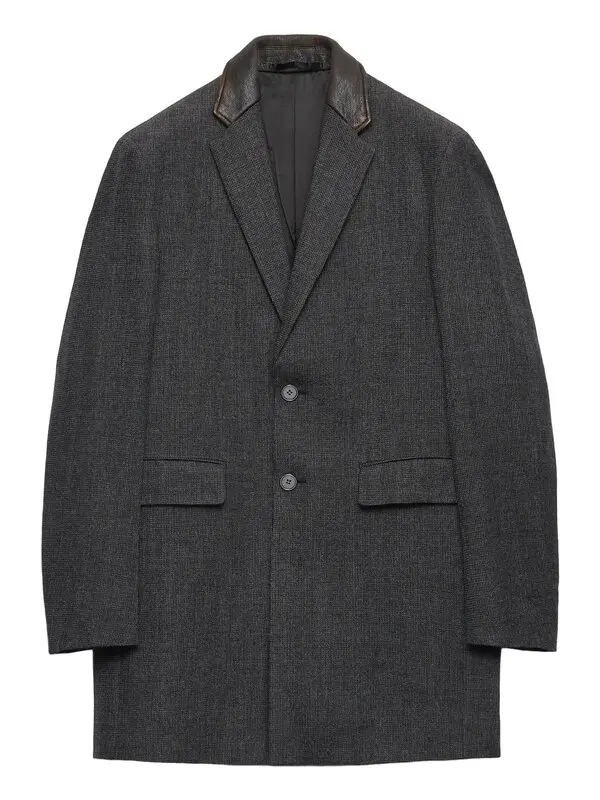 Prada Single-breasted Wool Blend Coat - Grey
