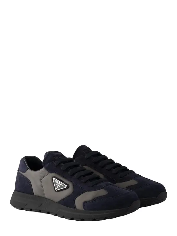 Prada Prax Suede And Re-nylon Sneakers - Blue